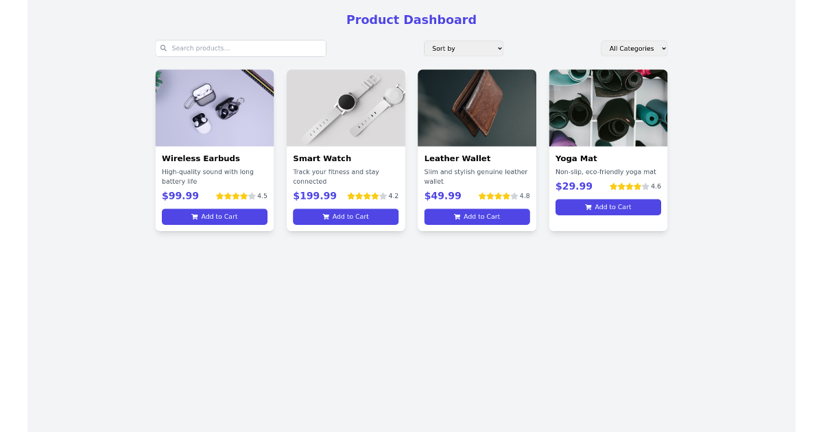 Product Dashboard - Free React, Tailwind Component