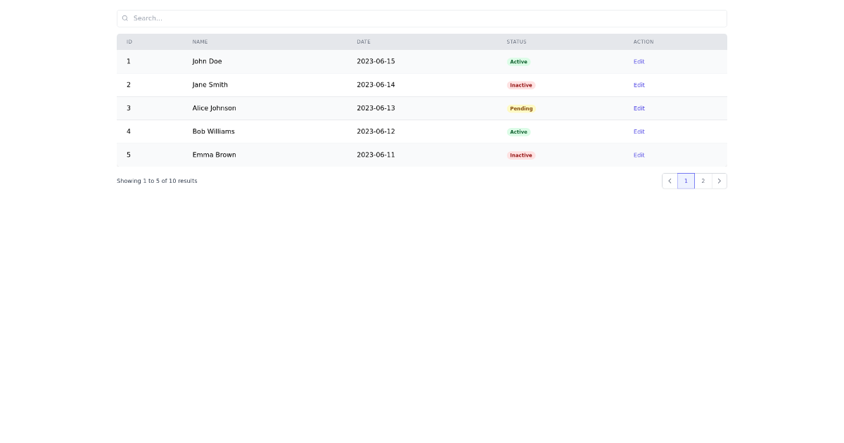 Dashboard Table - Free React, Tailwind Component