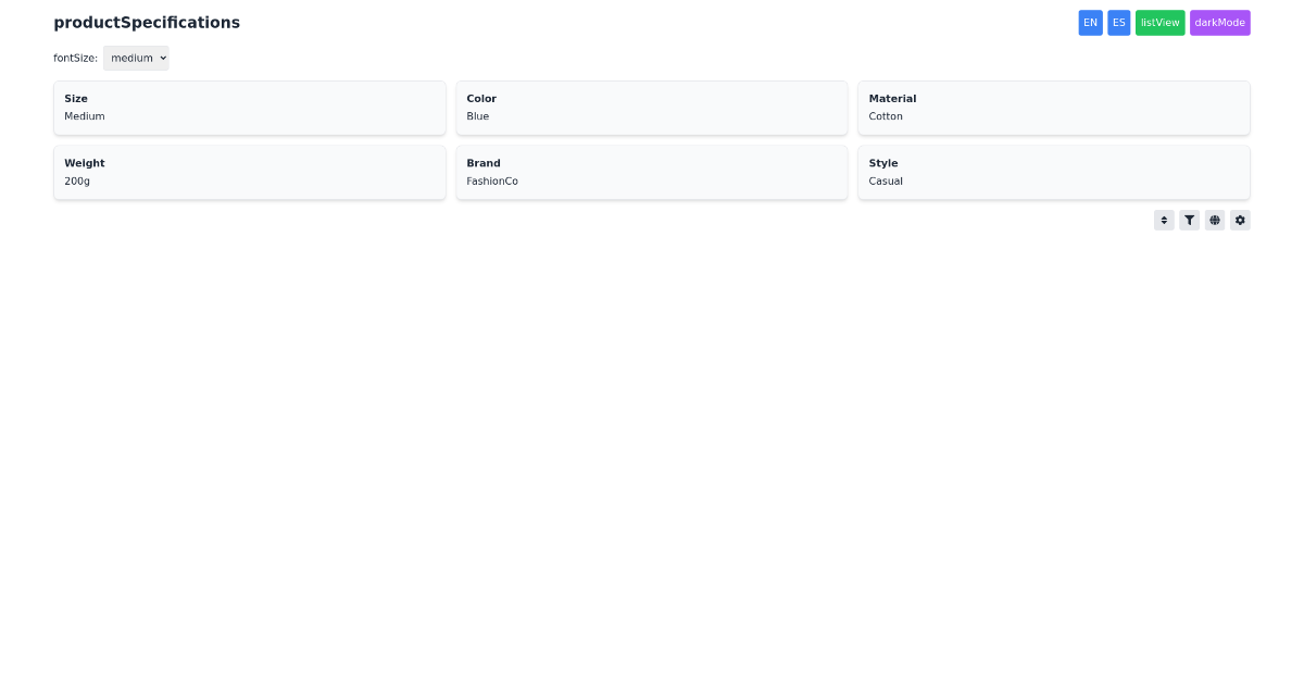 Product Specifications - Free React, Tailwind Component
