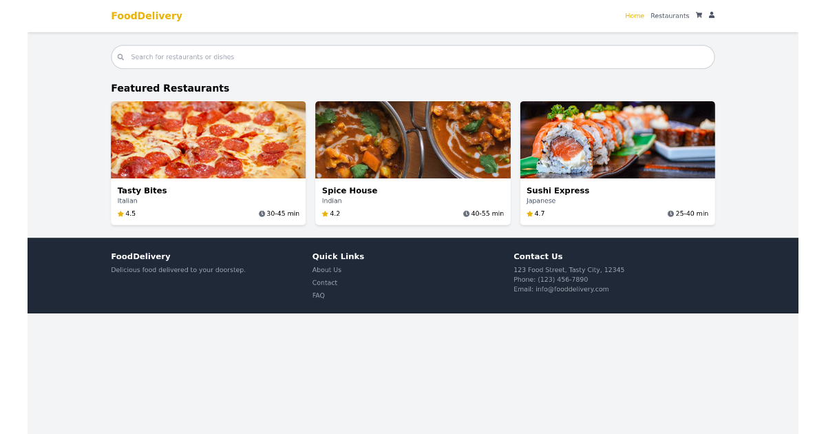 Food Delivery Web Page with Tailwind and React