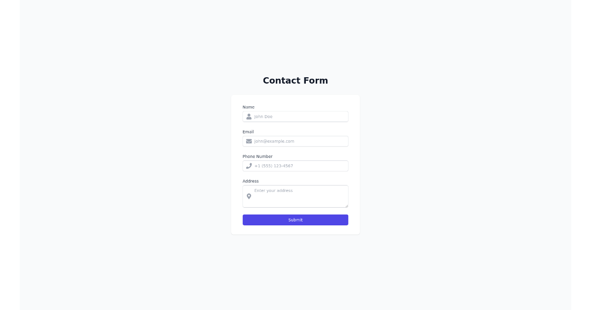 User Form - Free React, Tailwind Component