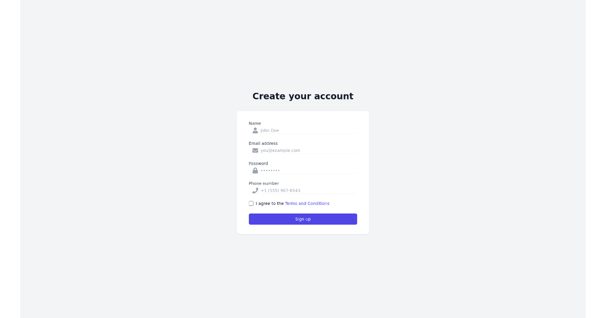 Website Form Component - Free React, Tailwind Component