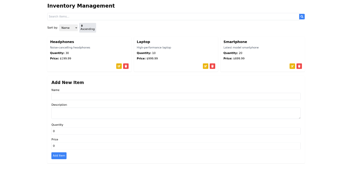 Inventory Management - Free React, Tailwind Component
