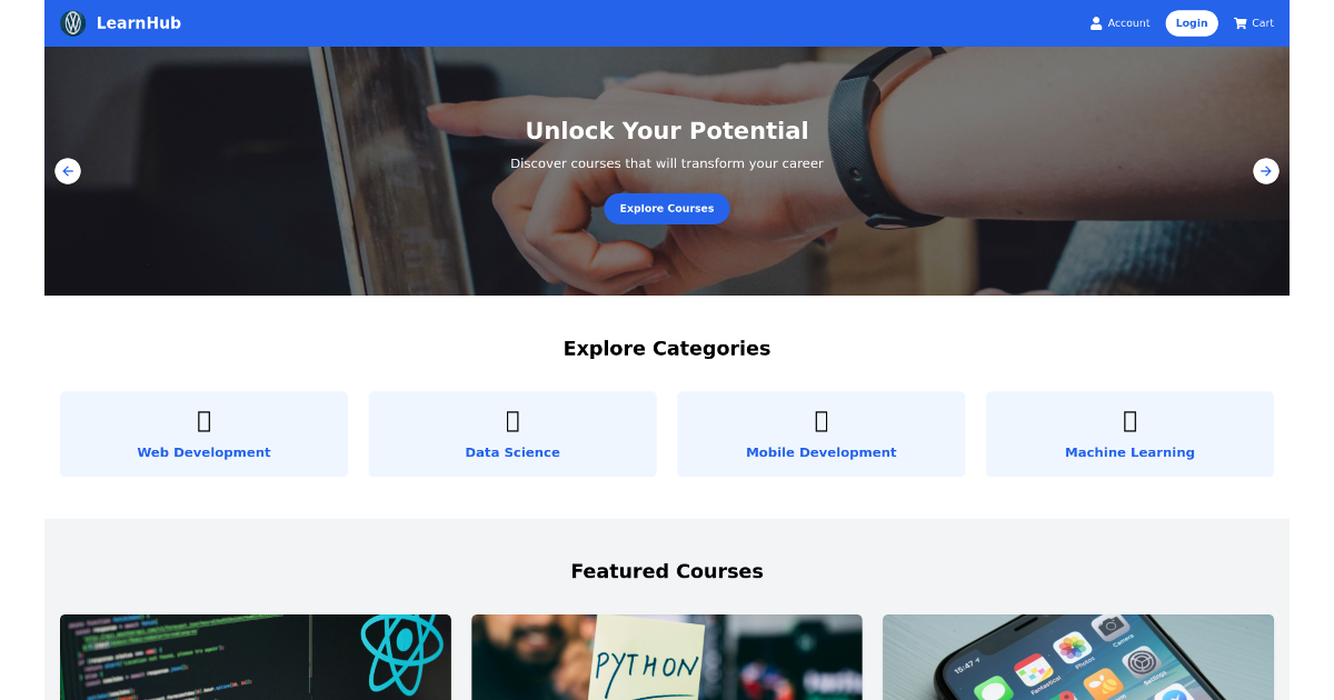 Learning Management U I - Free React, Tailwind Component