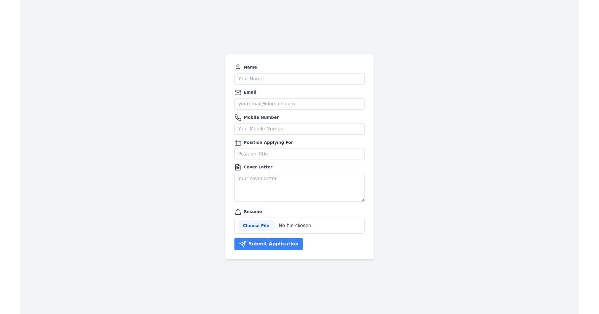 Application Form - Free React, Tailwind Component