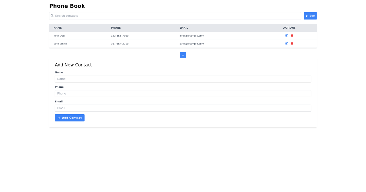 Phone Book - Free React, Tailwind Component