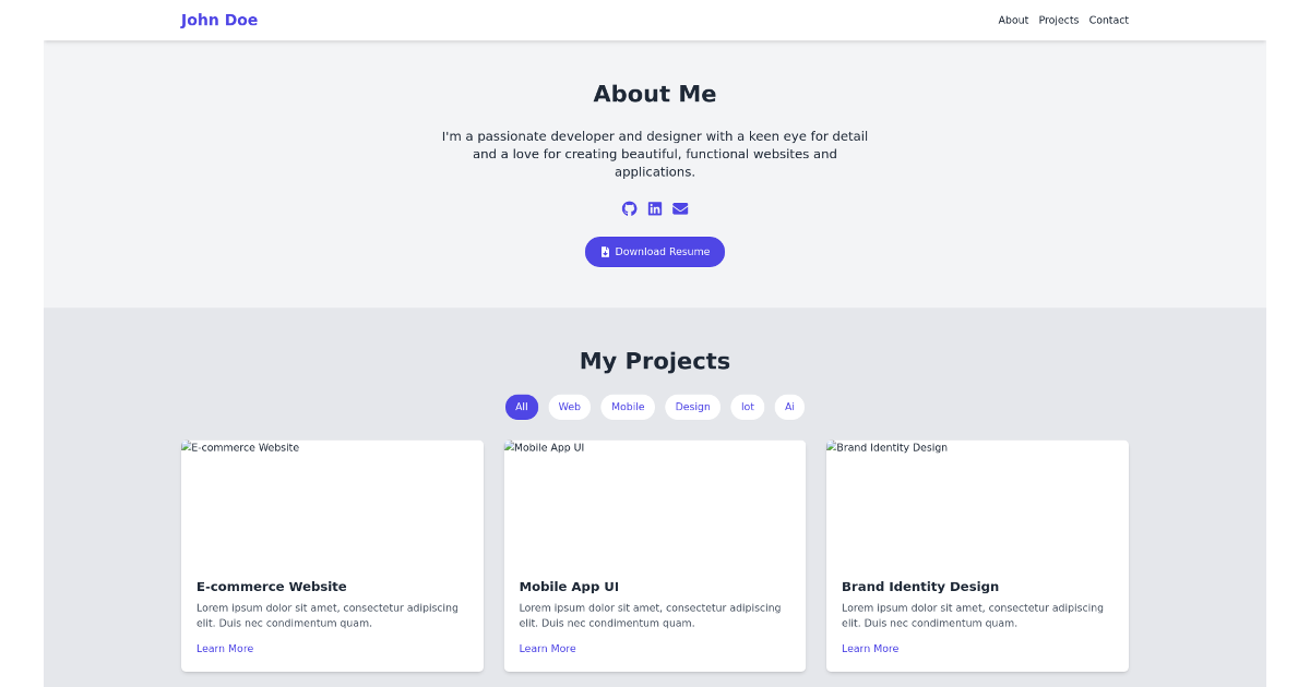 Portfolio - Free React, Tailwind Component