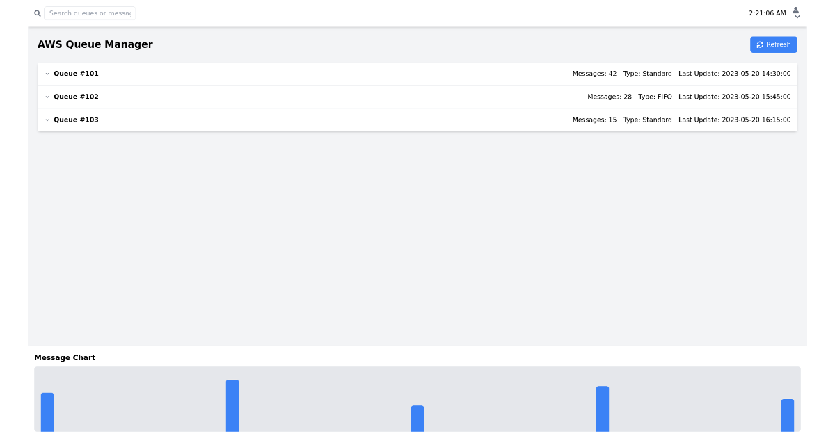 A W S S Q S Interface - Free React, Tailwind Component