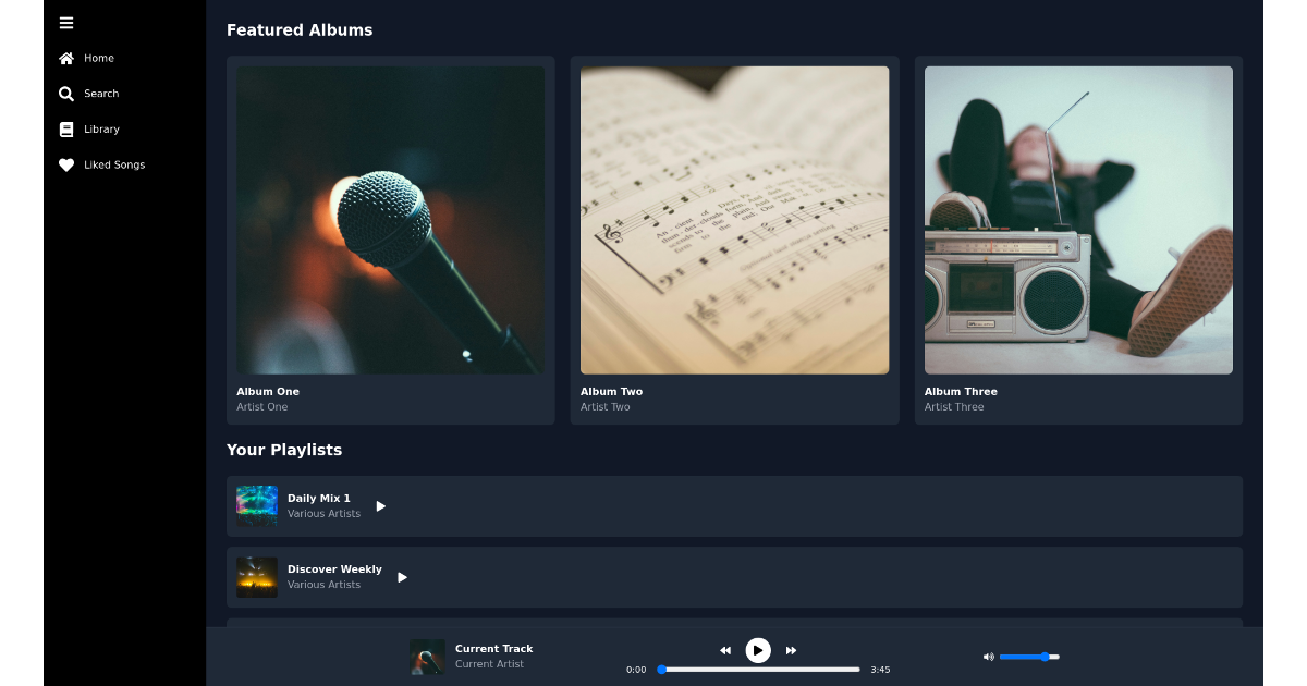 Spotify Clone - Free React, Tailwind Component
