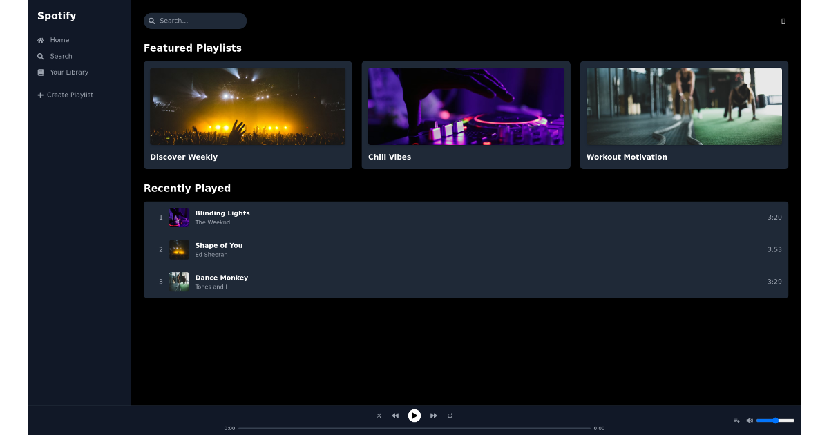 Music App - Free React, Tailwind Component