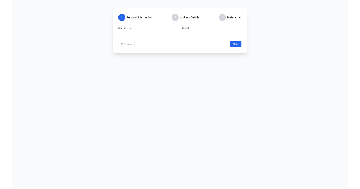Multi Step Form - Free React, Tailwind Component