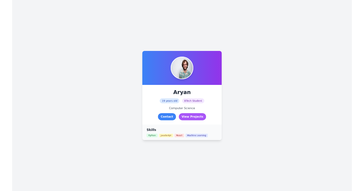 Animated Profile Card - Free Html, Tailwind Component