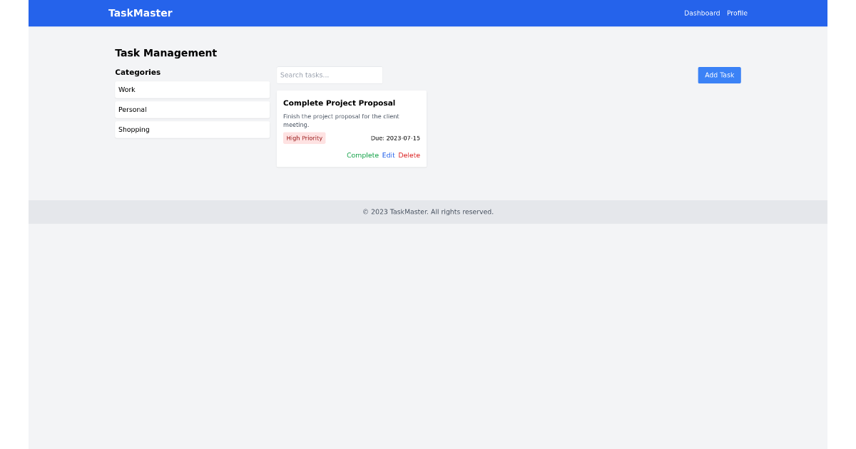 Task Master Pro - Free Html, Tailwind Component