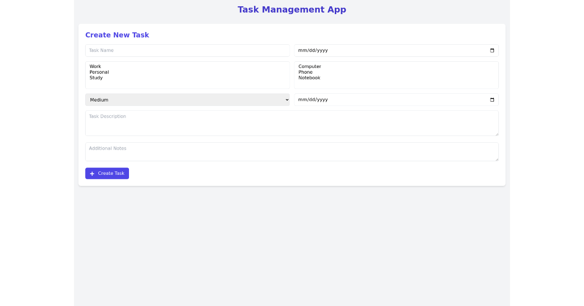 Task Management App - Free React, Tailwind Component