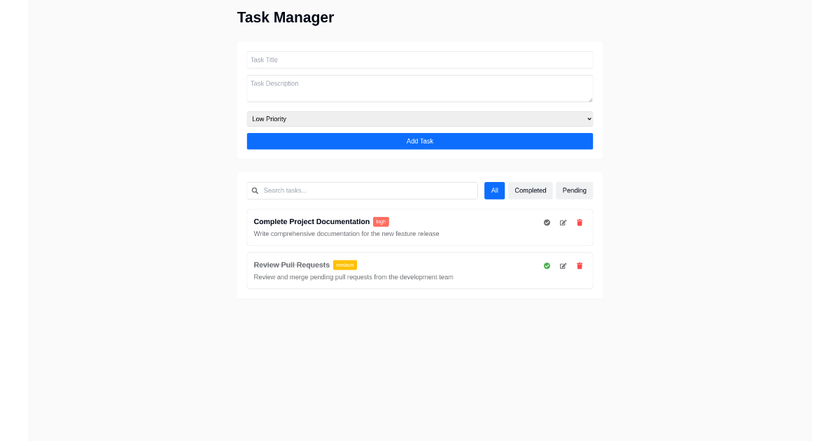 React Task Manager UI with Tailwind CSS