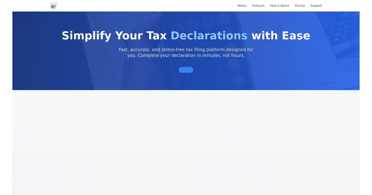 Tax Declaration Landing - Free Angular, Tailwind Component