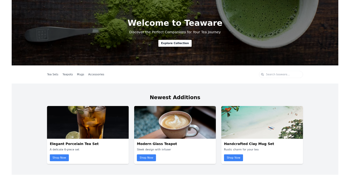 Teaware Homepage - Free React, Tailwind Component