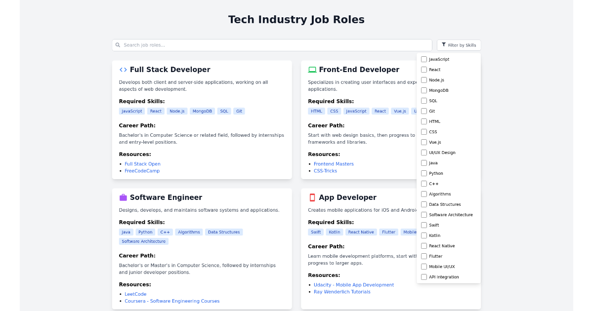 Job Roles - Free React, Tailwind Component