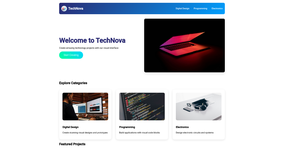 Tech Nova Home - Free Angular, Css Component