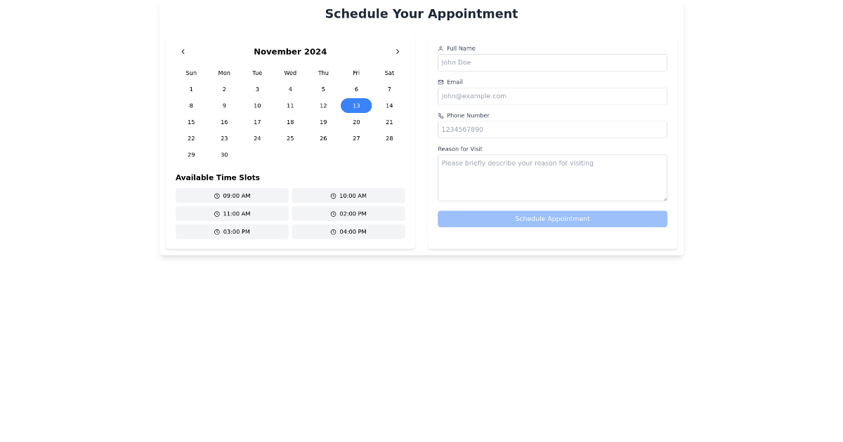 Appointment Scheduler - Free React, Tailwind Component