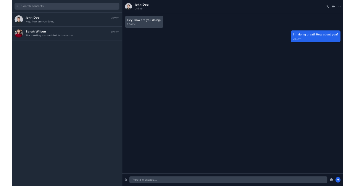 Telegram Chat Interface - Free Html, Tailwind Component