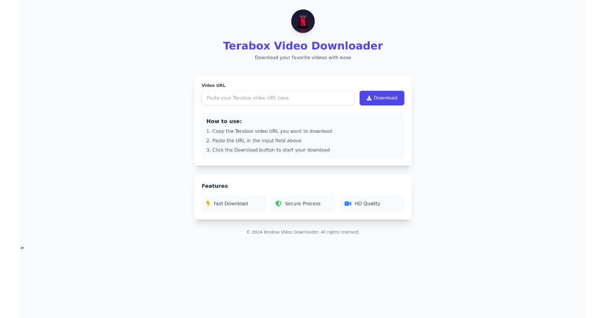 Terabox Video Downloader - Free Html, Tailwind Component