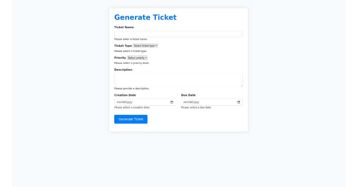 Ticket Generation System - Free Html, Bootstrap Component