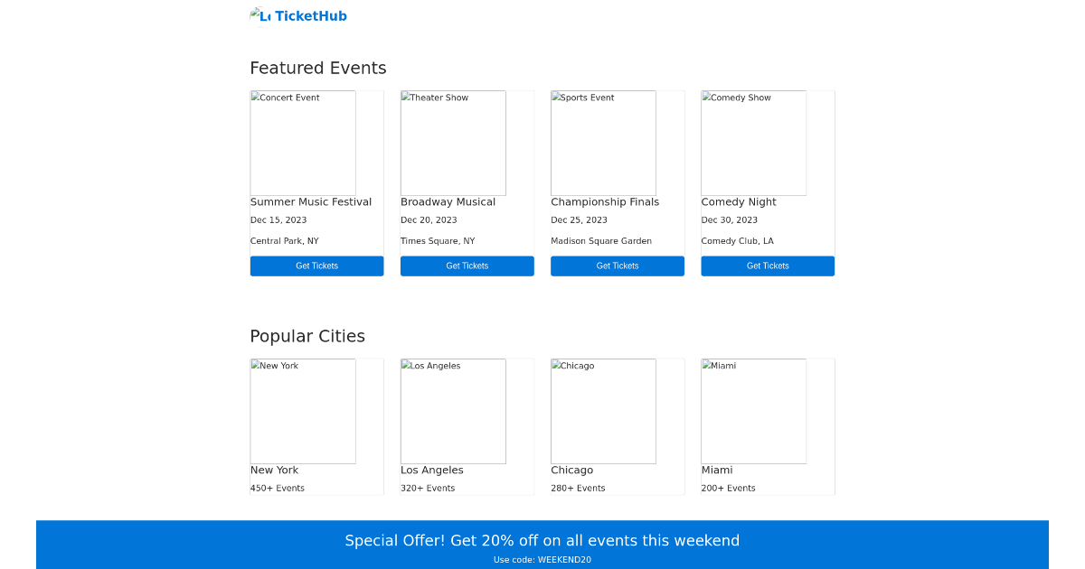 Event Ticketing Interface - Free Html, Bootstrap Component