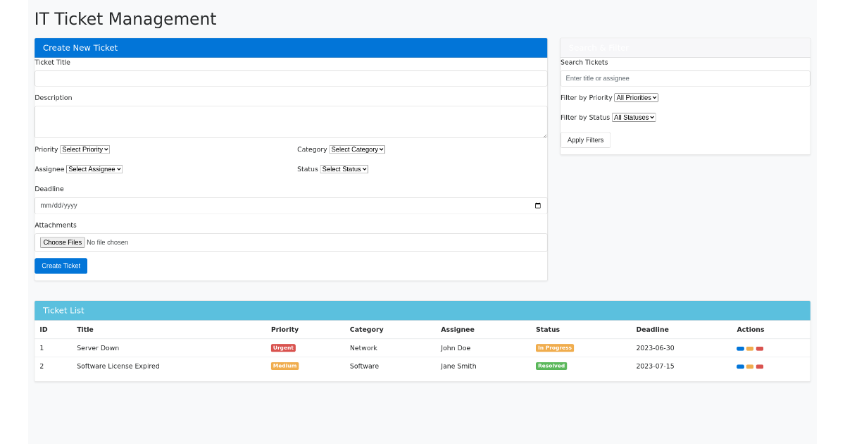 I T Ticket Manager - Free Html, Bootstrap Component