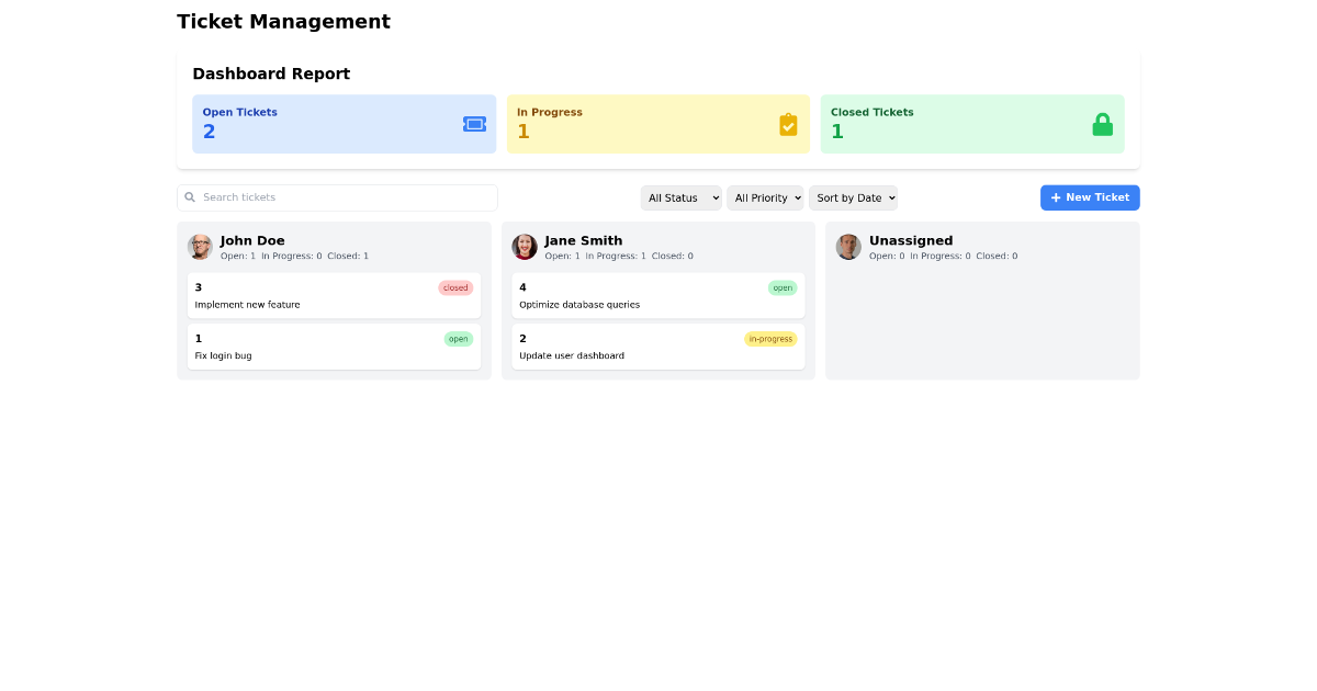 Ticket Management Page - Free React, Tailwind Component