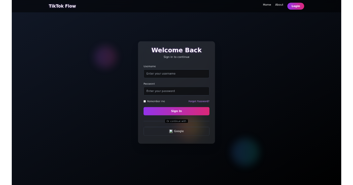 Tik Tok Authentication Flow - Free Html, Tailwind Component