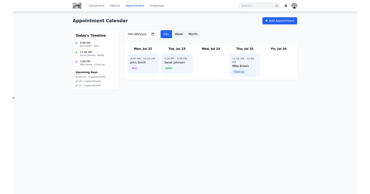 Medical Appointment Panel - Free Html, Tailwind Component