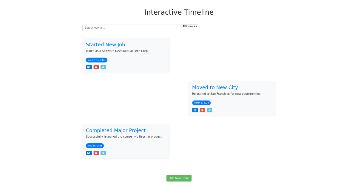 Interactive Timeline Component - Free Html, Bootstrap Component