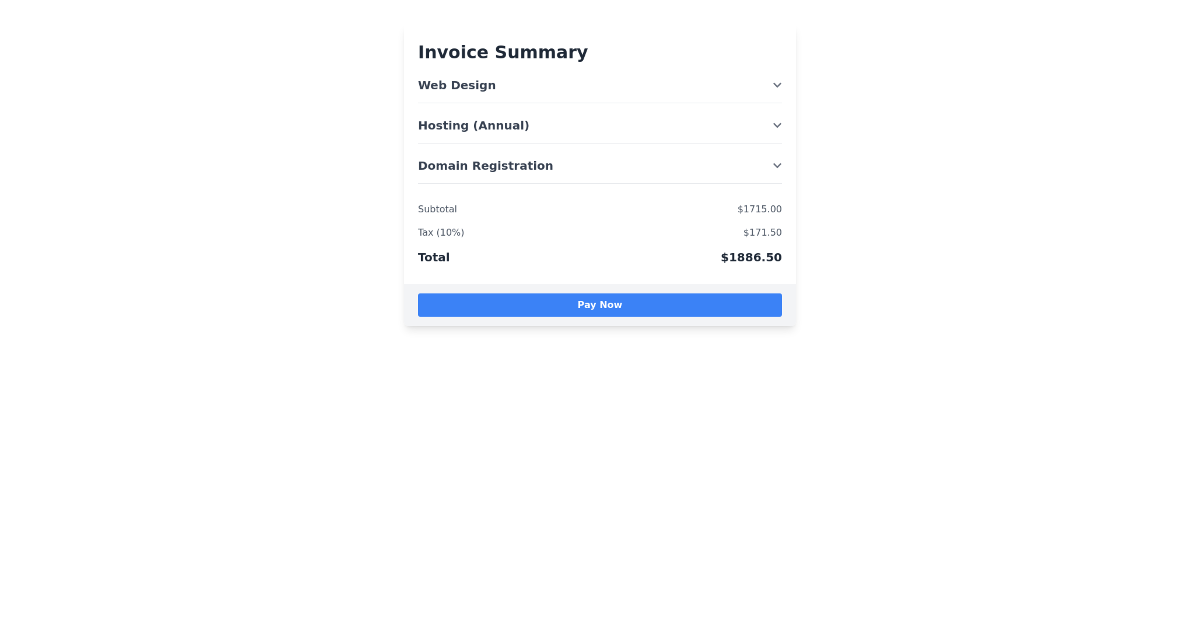 Total Summary Invoice - Free React, Tailwind Component