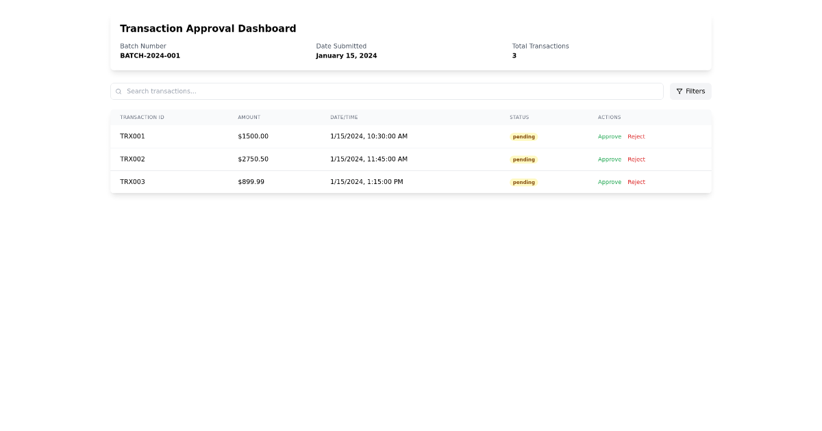 Transaction Dashboard - Free React, Tailwind Component
