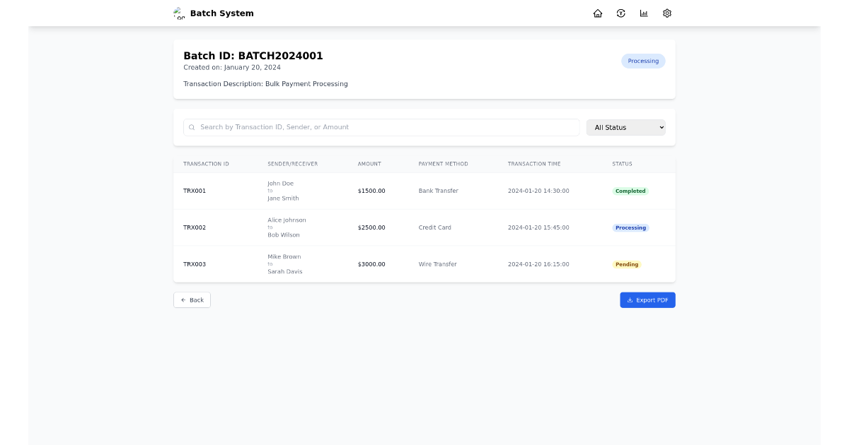 Batch Management System - Free React, Tailwind Component