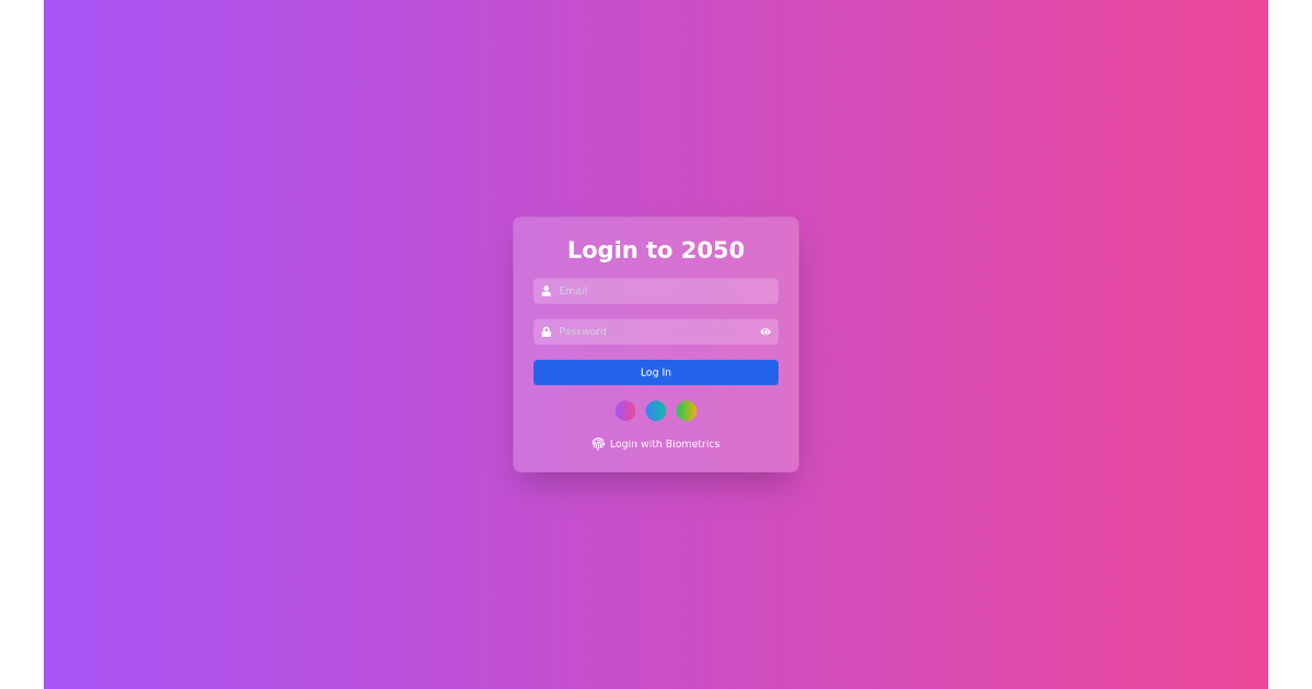React Transparent Login Page | Future 2050 Web UI Design