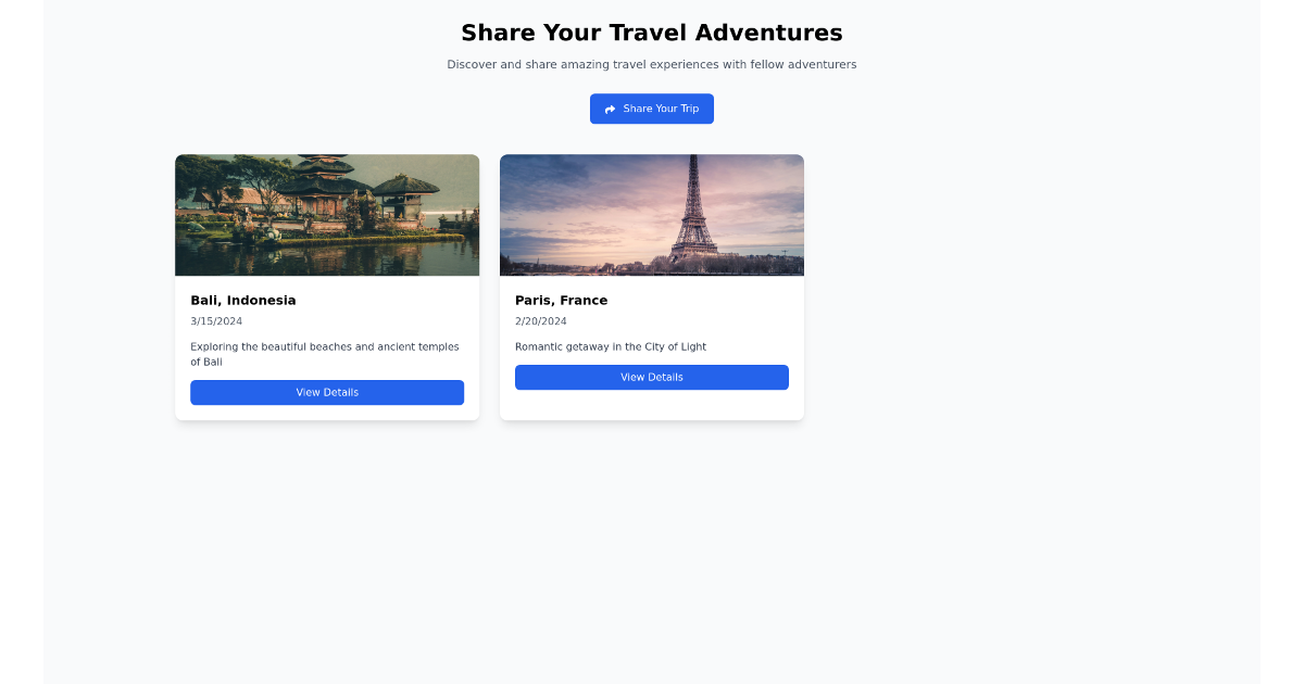 Travel App - Free React, Tailwind Component