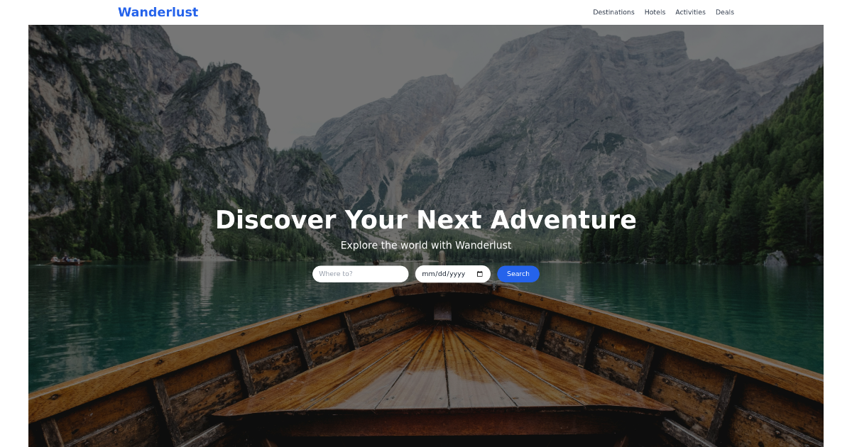 Wanderlust Travel App - Free Html, Tailwind Component