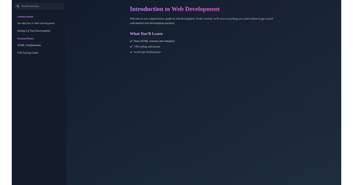Premium Tutorial Platform - Free Html, Tailwind Component