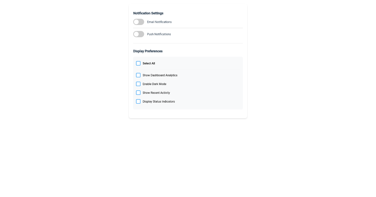 Settings Panel Component - Free Angular, Css Component