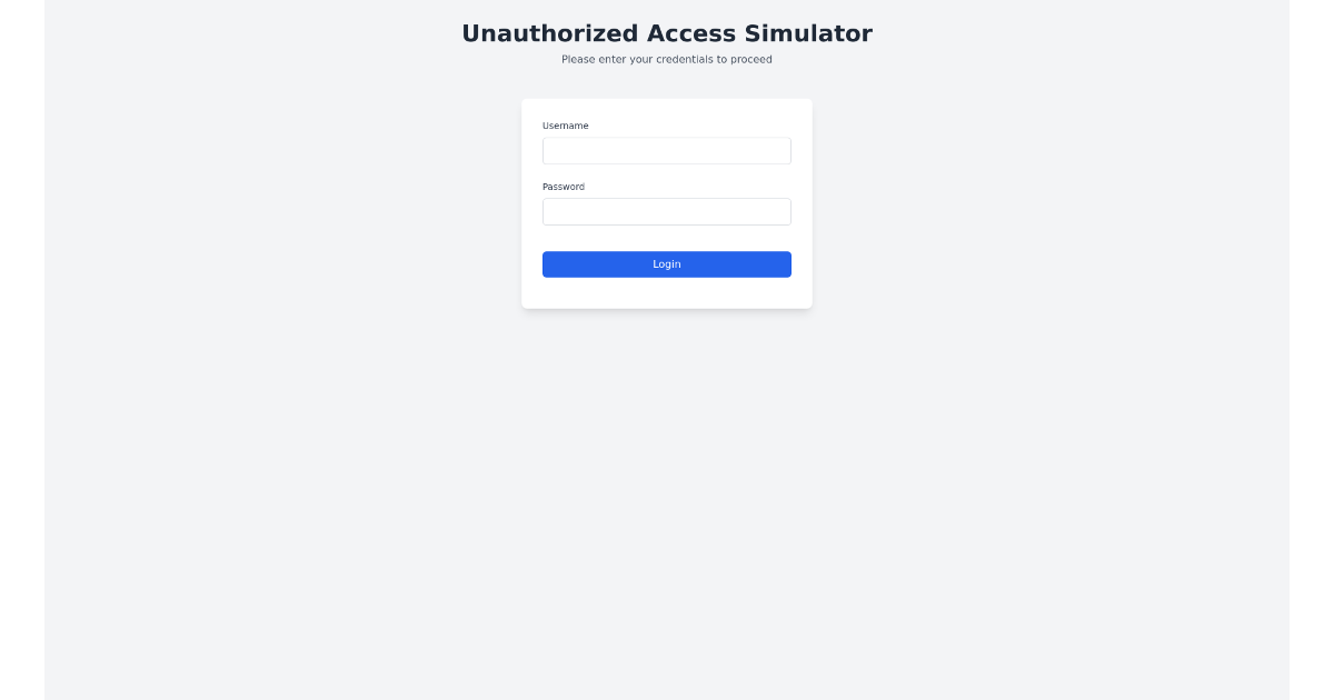 Unauthorized Access Simulator - Free Html, Tailwind Component