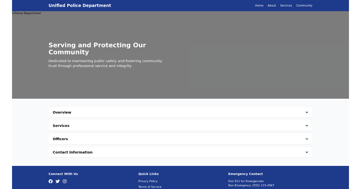 Unified Police Page - Free React, Tailwind Component