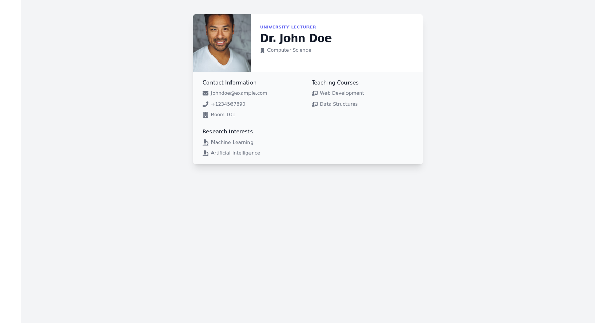 University Lecturer Profile - Free React, Tailwind Component