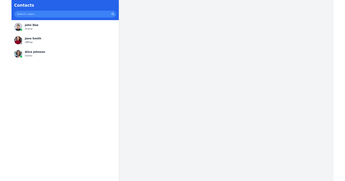 React Tailwind User List with Facebook-style Chat Popup