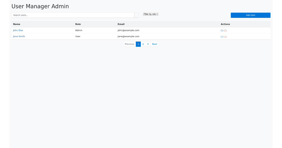 User Management Dashboard - Free Html, Bootstrap Component