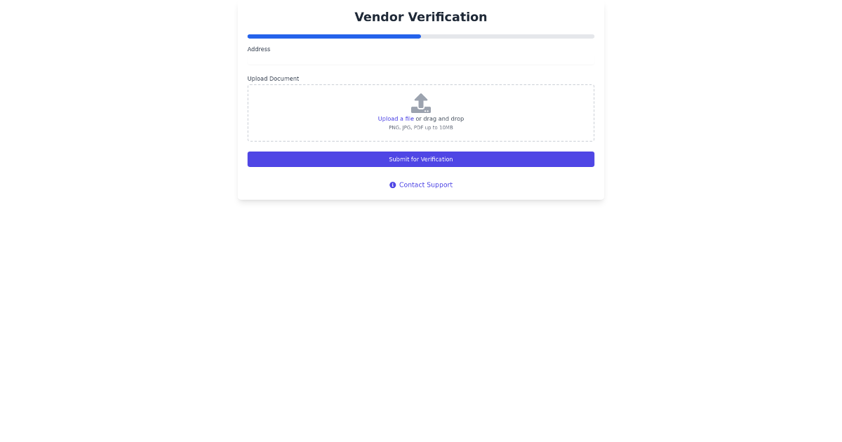 Vendor Verification - Free React, Tailwind Component
