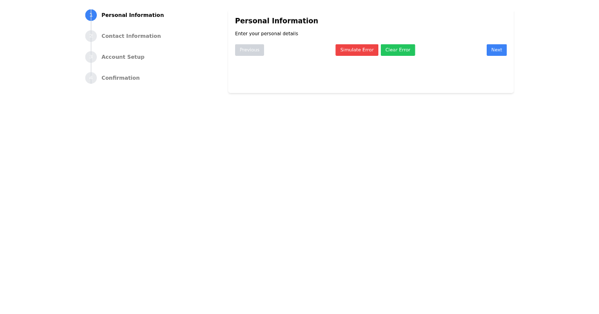 React Vertical Stepper with Colorful Backdrops - Tailwind UI