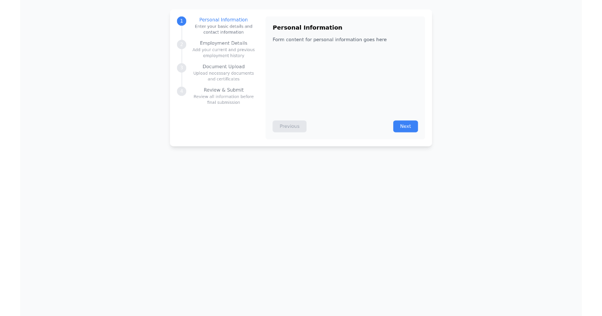 Vertical Stepper - Free React, Tailwind Component