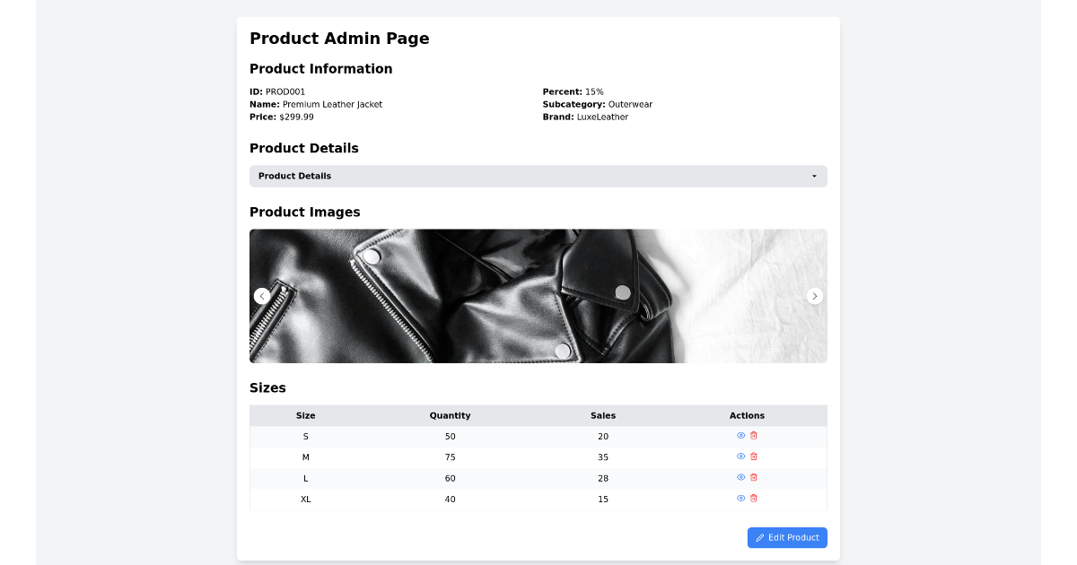 Product Admin Page - Free React, Tailwind Component